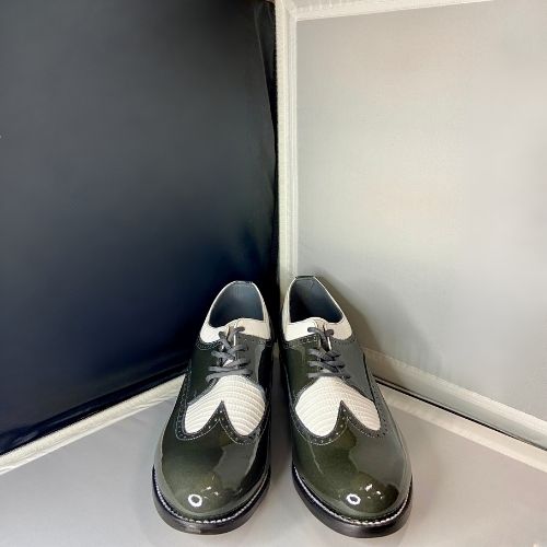 Stacy Baldwin Patent Lizard Dark Gray/White 162235-1 – FITOS SHOES INC